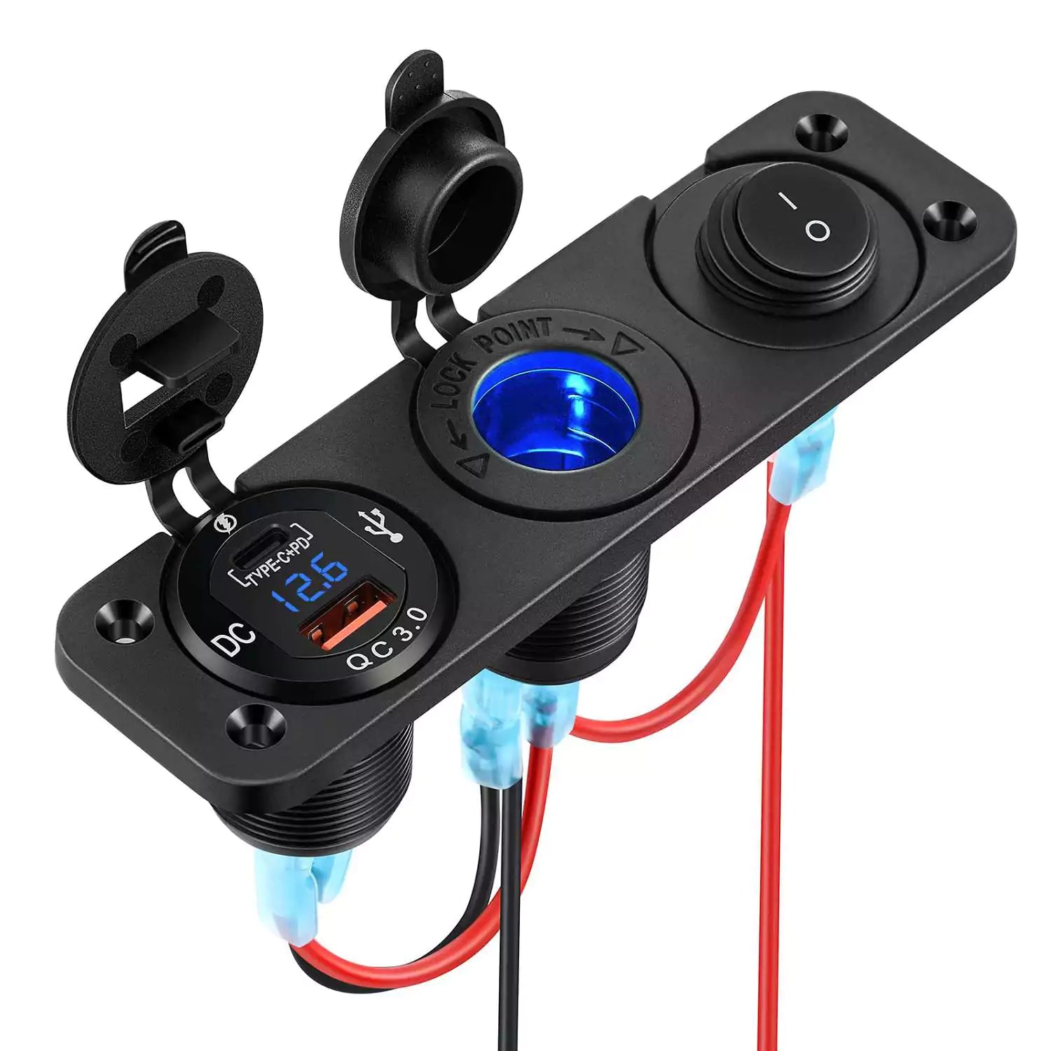 Kohree 12V Power Outlet Socket | 3-In-1 12V Cigarette Lighter Socket