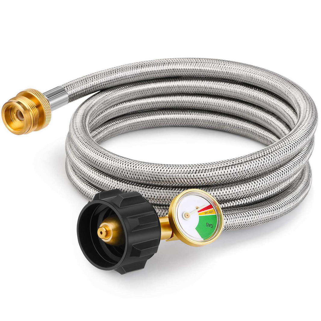 Propane Hose Adapter 1lb to 20lb with Gauge, 6 ft – Kohree