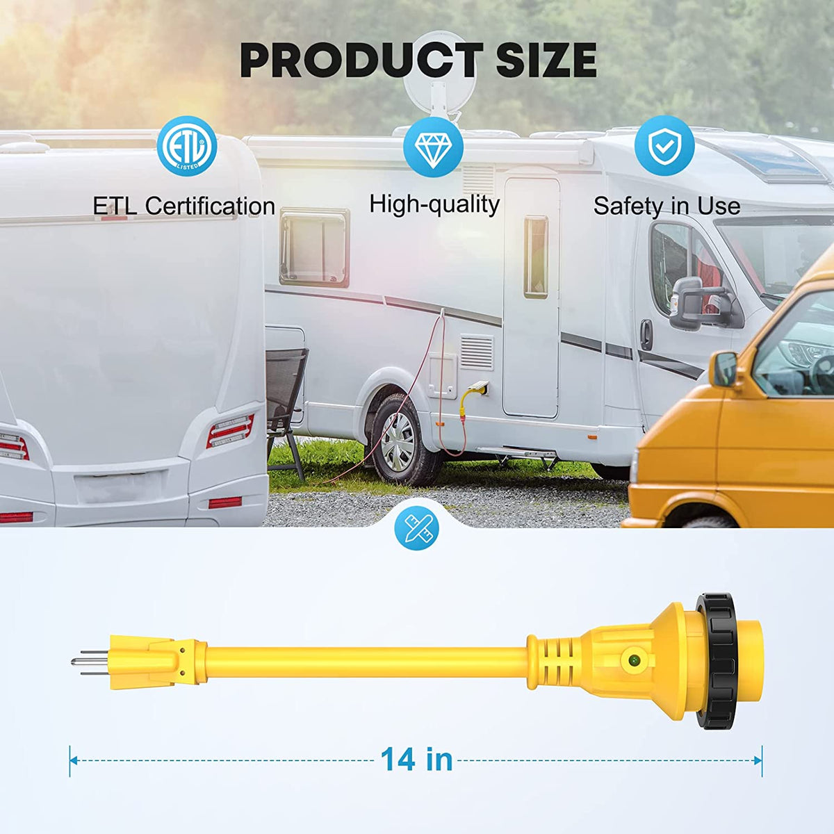 Kohree RV 30 Amp to 15 Amp Adapter