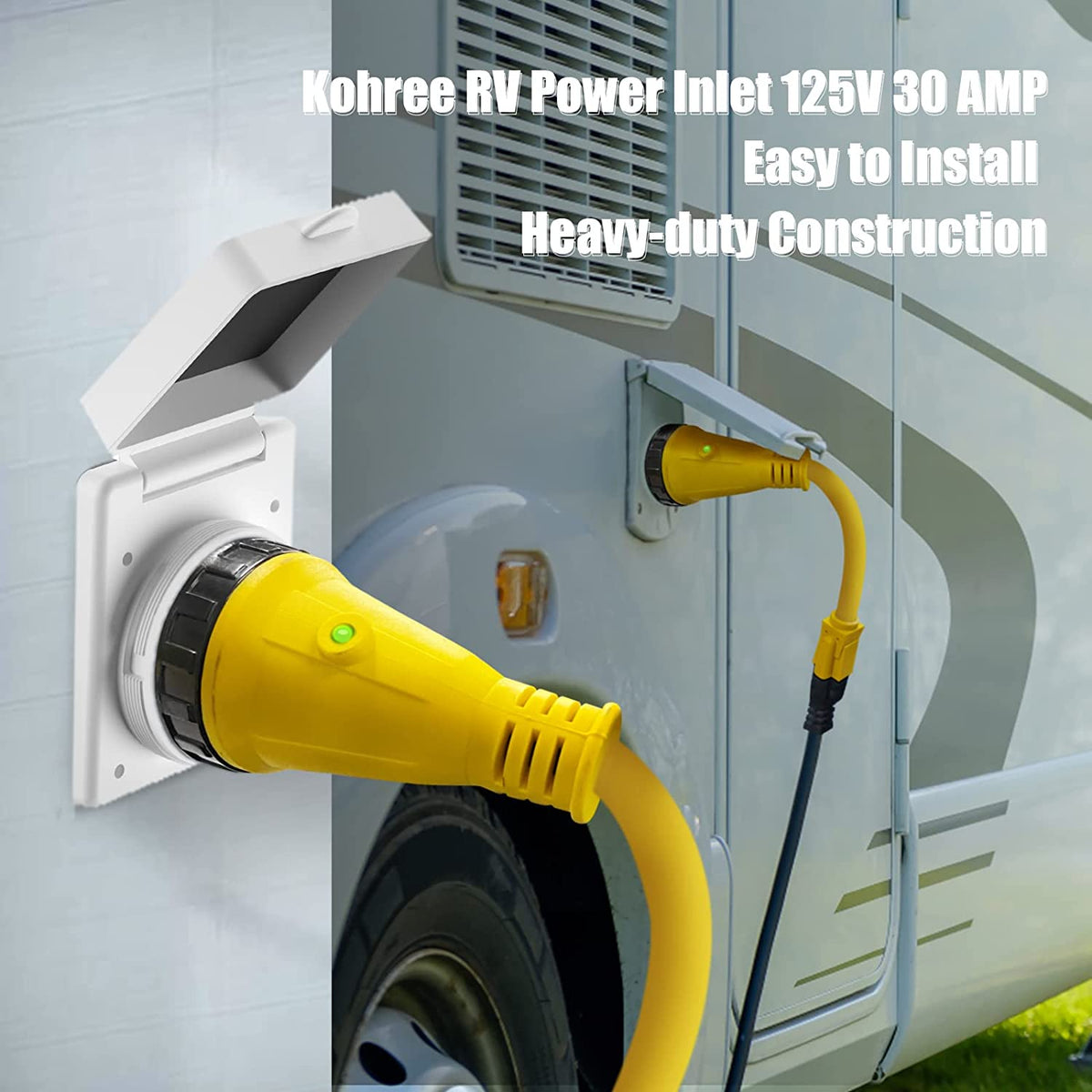 Kohree 30 Amp Shore Power Inlet | RV Power Plug Twist Lock Inlet