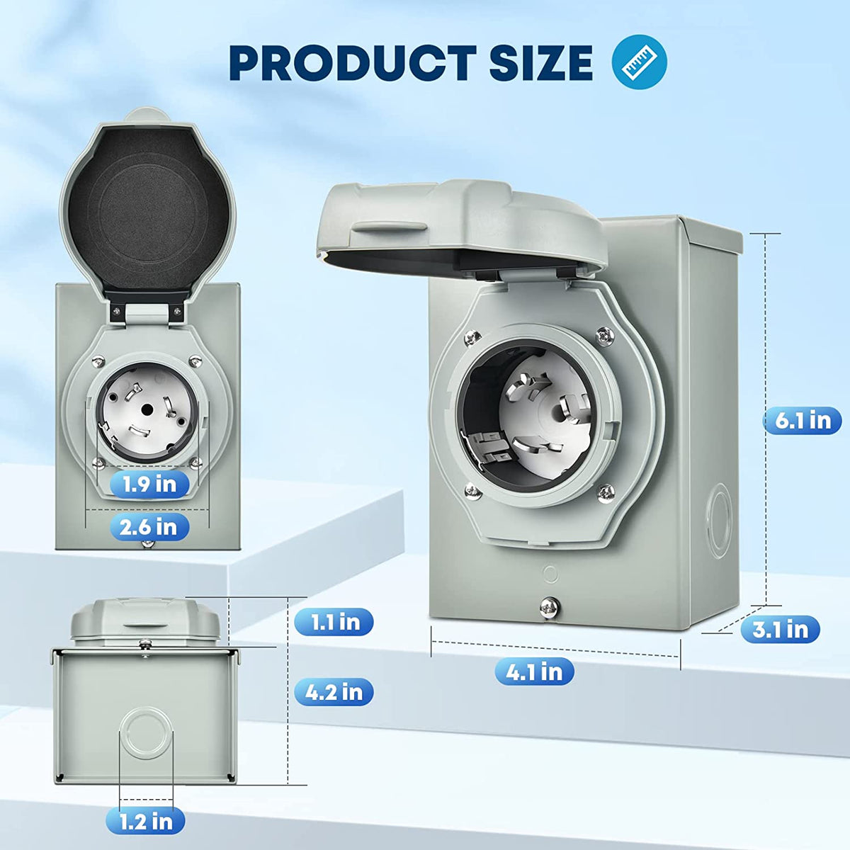 Kohree 50 Amp Generator Power Inlet Box | NEMA 3R/SS2-50P for Outdoor