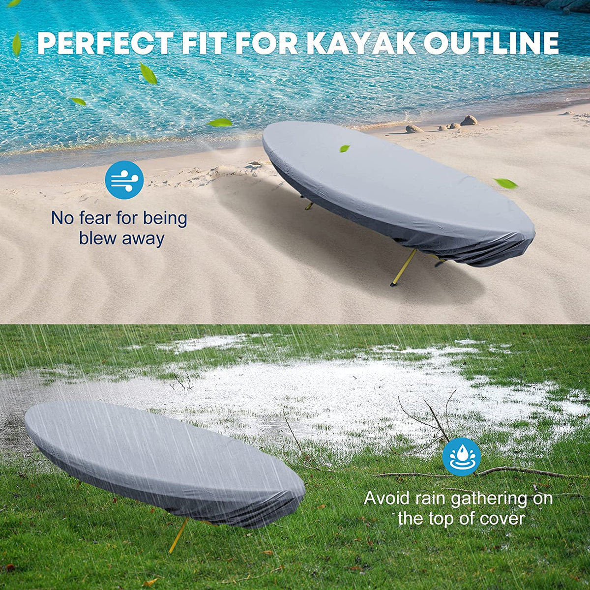 Kohree 10ft Kayak Cover | All-Season Waterproof Shield